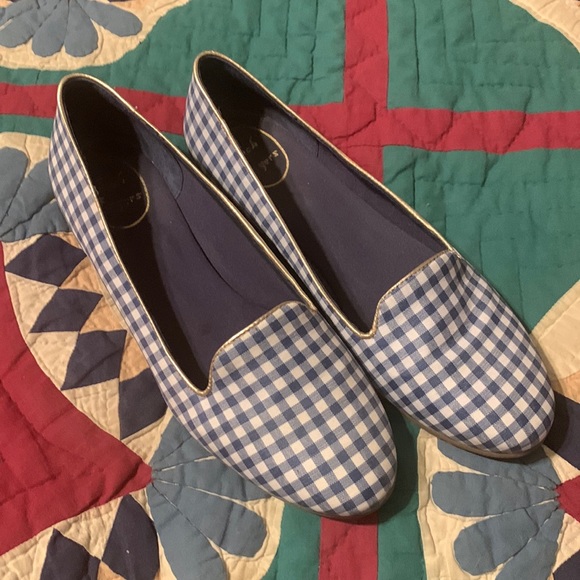 Jack Rogers | Shoes | Jack Rogers Blue Gingham Flats 85 | Poshmark